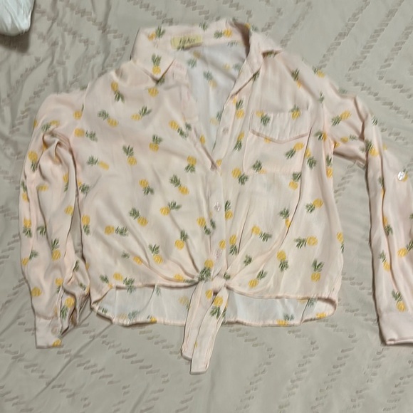 Love Notes | Tops | Love Notes Floral Button Down Shirt Pink And Yellow ...